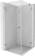 Mexen Lunar-B, výklopný sprchový kout levý 70 x 70 cm, 8mm čiré sklo, profil měděná matná, 832-070-070-65-00-L