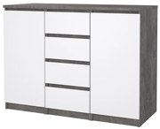 Komoda Simplicity 121 x 50 x 91 cm, šedá / bílý lesk