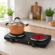 Dvouplotýnkový elektrický vařič 2500 W, černý