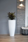 Exkluzivní květináč CITY, sklolaminát, výška 100 cm, bílý lesk
