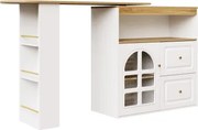 Aosom 360° otočný skříňový sideboard, se 2 zásuvkami, regálem na občerstvení, obloukovým sklem, 138-204 x 39 x 104 cm, bílá