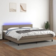 Box spring postel s matrací a LED taupe 200x200 cm textil