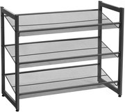 Stohovatelný regál na boty IDA, 3 police, 74x31x63cm, černá SongmicsHome