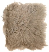 Kožený béžový podsedák dlouhý chlup Curly beige - 40*40*2cm