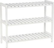 HOMCOM Dřevěná Botník 3-patrový Regál na Boty pro 9 Párů do Předsíně 70x26x57.5 cm Bílý | Aosom