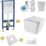 Závěsný set GEBERIT Duofix Basic+ WC mísa Erga Mery+ 51x36 cm + WC sedátko + splachovací tlačítko, bílá, GEBERIT-MERY-TO2-WH-SET1