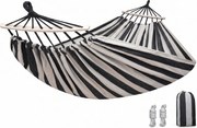 Houpací síť ZENVIO COMFORT 200x80 cm, šedo-bílá + taška zdarma