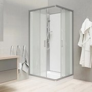 Mereo sprchový box čtvercový 90 cm zadní stěny bílé litá vanička bez stříšky sklo Point ALU satin CK34122KMW