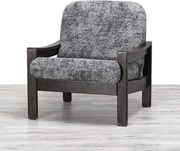 Bielastické potahy MARMO šedé křeslo s dřevěnými rukojeťmi (š. 40 - 70 cm)