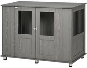 PawHut klec pro psa, klec pro domácí mazlíčky, psí bouda se zámkem, magnetická dvířka, okno, psí bouda, box pro extra velké psy, šedá| Aosom