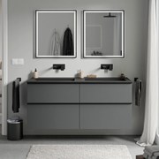 Koupelnová skříňka LAVOA 140 cm s umyvadlem z minerálního odlitku BRUXELLES - možnost volby barvy