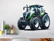 Zelenobílý traktor samolepka na zeď arch 75 x 59 cm