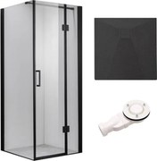 BPS-koupelny Čtvercový sprchový kout HYD-SK1390B 90x90 černý/transparent + vanička HYD-SSV-RIKO černá