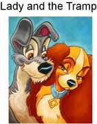 Diamantové malování - Filmové a pohádkové postavy III. (kulaté diamanty) Motiv: Lady and the Tramp, Rozměr: 30x40 cm