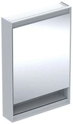 Geberit ONE - Zrcadlová skříňka s LED osvětlením, 60x90x15 cm, panty vpravo, s nikou, hliník 505.831.00.1