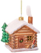 Skleněná ručně vyrobená vánoční ozdoba 10 cm Christmas Cabin – Sass &amp; Belle