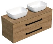 Koupelnová skříňka s černou úchytkou a krycí deskou SAT Cube Way 120x47,5x46 cm dub Hickory mat CUBE46C1203DH45