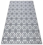 Koberec ARGENT - W4949 květiny bílá / šedá