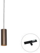 Designové závěsné svítidlo tmavě bronzové vč. 1-fázového kolejnicového adaptéru - Slimline Tubo