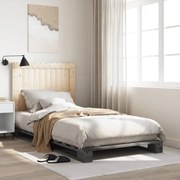 Rám postele s čelem šedý 100 x 200 cm masivní borové dřevo 3281545