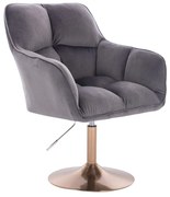 LuxuryForm DESIGN Otočné křeslo AMALFI VELUR na zlatém talíři - tmavě šedé