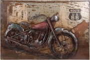 Kovový nástěnný 3D obraz s motorkou Route 66 - 60*4*40 cm