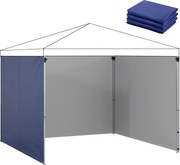 3dílná sada bočních panelů se zipem pro altán 3 x 3 m, tmavě modrá