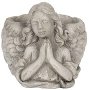Šedý květináč s andělkou Susanna – 16x13x12 cm