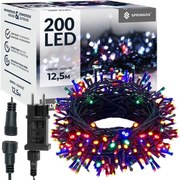 LED světelný řetěz - 12,5m, 200LED, 8 funkcí, paměť, IP44, multicolor