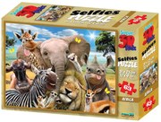 Puzzle 3D - Smějící se africká zvířata