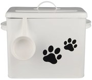 Ib Laursen Box na granule s lopatkou Paws 9 l, bílá barva, kov