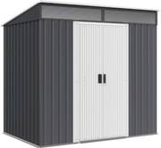 Zahradní kůlna Outsunny 2m² 195x122x181,5 cm Kovová kůlna bez podlahy se posuvnými dveřmi, 2 okny a UV ochranou na uložiště nářadí na terase či patio