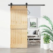 Posuvné Dveře S Kováním 85 X 210 Cm Masivní Borové Dřevo