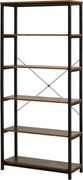 HOMCOM Retro Knihovna v Průmyslovém Stylu s 6 Otevřenými Policemi pro Knihy a Protipádovým Systémem pro Obývací Pokoj a Kancelář 80x30x180 cm v Rustik