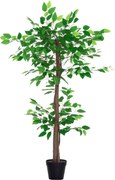 Umělý čajovník Outsunny, 120 cm, umělé stromky v dekorativním květináči pro interiér domova, obývací pokoj, kancelář Ø16x120 cm, zelený | Aosom
