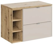 Závěsná skříňka Bella Cashmere s deskou 80 cm kašmírová/dub artisan