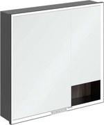 Villeroy & Boch My View+ - Zrcadlová skříňka s LED osvětlením 80x75x17 cm, 2 dvířka, Stone Oak/matná černá B48280RK
