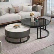 LuxuryForm DESIGN Konferenční stolek AMARO 80 / 60 cm – bílý mramor / sklo (set 2 ks)