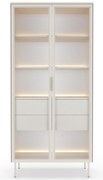 LUMI k | vysoká vitrína 91 2D2S + LED | 91,5 cm | kašmír/zlatá