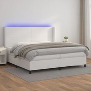 Box spring postel s matrací a LED bílá 200x200 cm umělá kůže