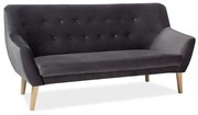 Pohovka Nordic III Velvet, šedá / přírodní dřevo