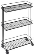 Matně černý ocelový pojízdný regál 38x62x16 cm Lava – Metaltex