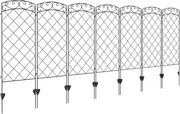 Outsunny Sada 7 Dekorativních Kovových Záhonových Plotů s Dekoracemi - 344D x 110V cm Černá | Aosom