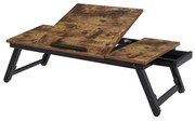 Songmics Stolek na notebook do postele, skládací, rustikální hnědá, šířka 71 cm LLD110B01