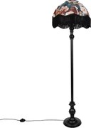 Stojací lampa černá s květinovým stínidlem a bílým vnitřkem 45 cm - Classico