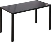 HOMCOM Stůl do jídelny pro 4 osoby, kuchyňský stůl s tvrzeným sklem, černý, 120 x 60 x 75 cm | Aosom