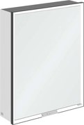 Villeroy & Boch My View+ - Zrcadlová skříňka s LED osvětlením 60x75x17 cm, 1 dvířka, panty vlevo, Brilliant White/matná černá B4816LVE