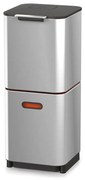 Ocelový odpadkový koš na tříděný odpad ve stříbrné barvě 40 l Totem Compact – Joseph Joseph