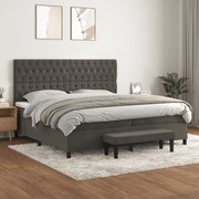 Box spring postel s matrací tmavě šedá 200x200 cm samet 3138044