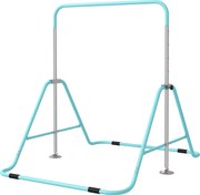 HOMCOM Skládací gymnastická hrazda pro děti - Výškově nastavitelná od 88 do 128 cm - s trojúhelníkovou ocelovou základnou - Zelená | Aosom